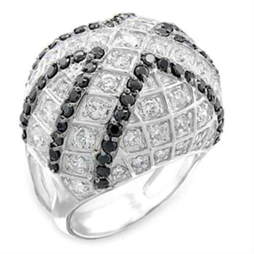 50518 Rhodium + Ruthenium 925 Sterling Silver Ring with AAA Grade CZ i ...